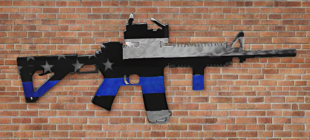 The AR Blue Line metal sculpture is cut from 1/8 inch steel plate and ...