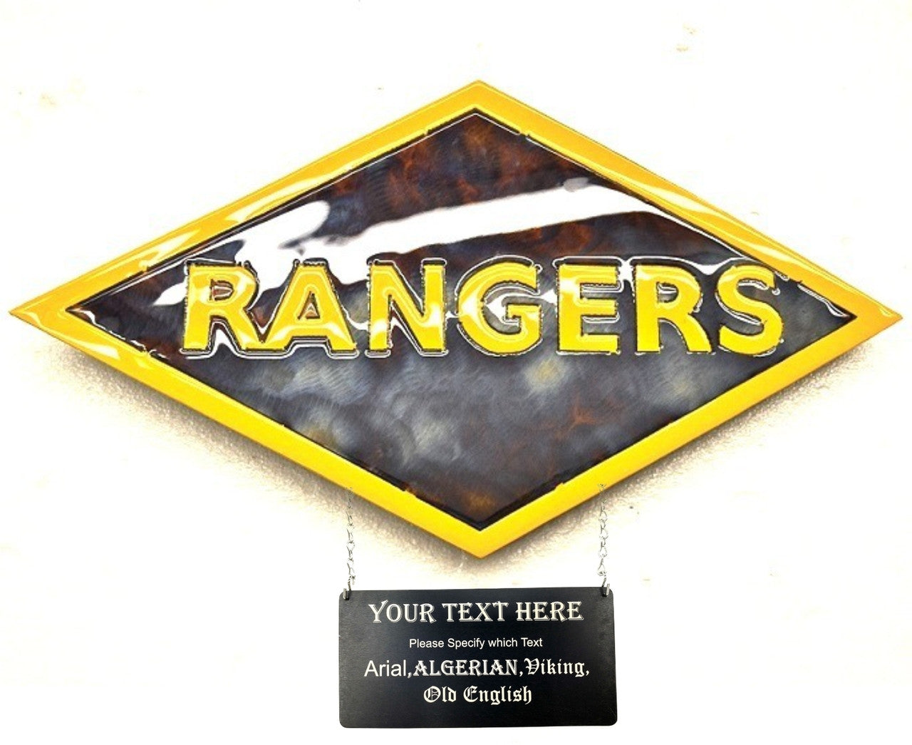 The Ranger Diamond sculpture is cut from 1/8 inch steel plate and then ...