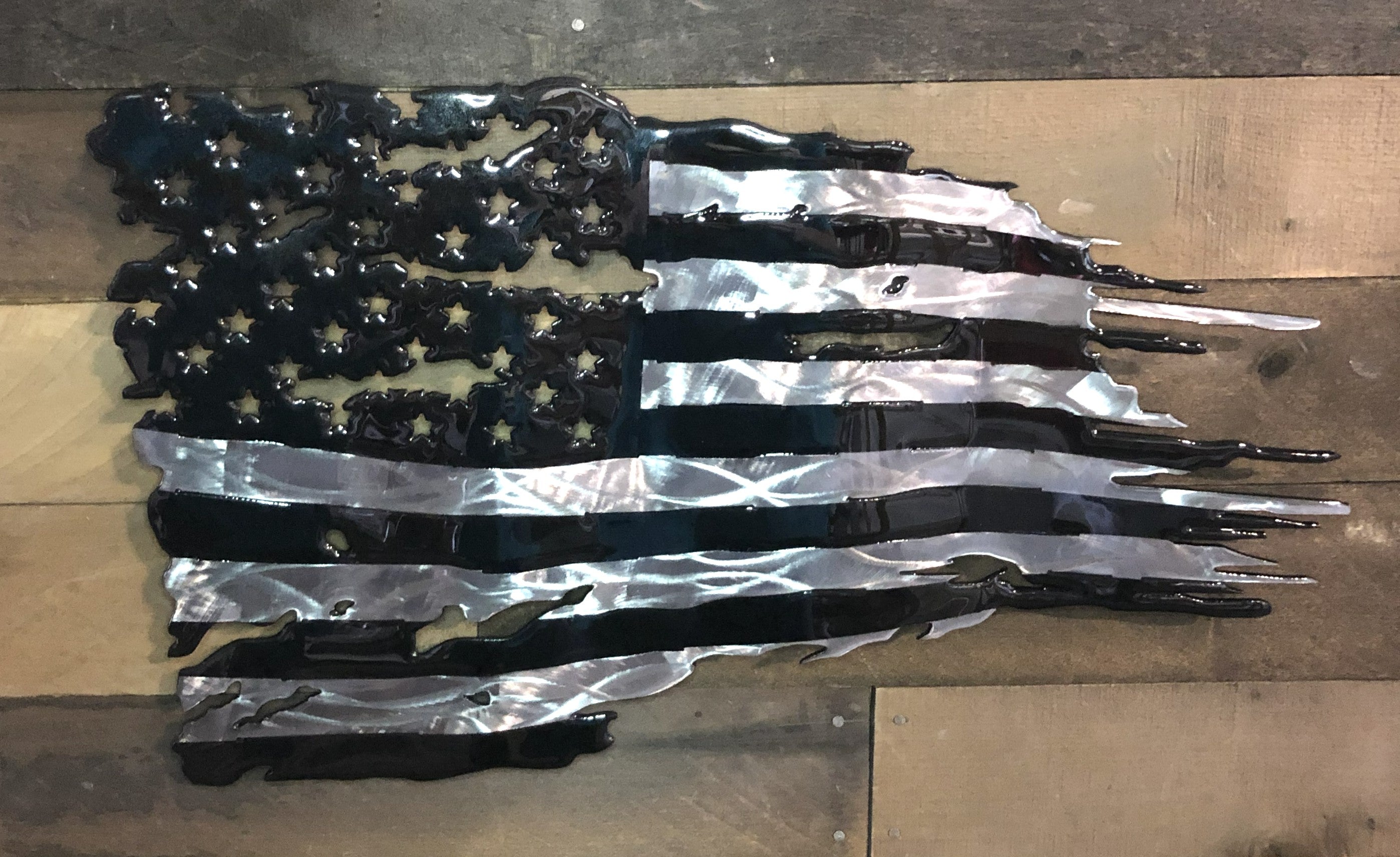 Battle Worn Silver Subdued Metal Wall Art – Patriotic Sculpture with ...