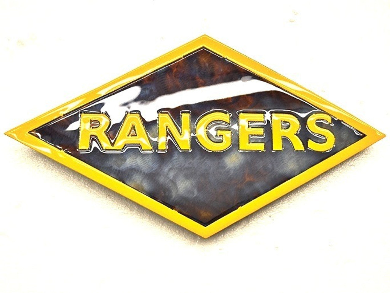 The Ranger Diamond sculpture is cut from 1/8 inch steel plate and then ...